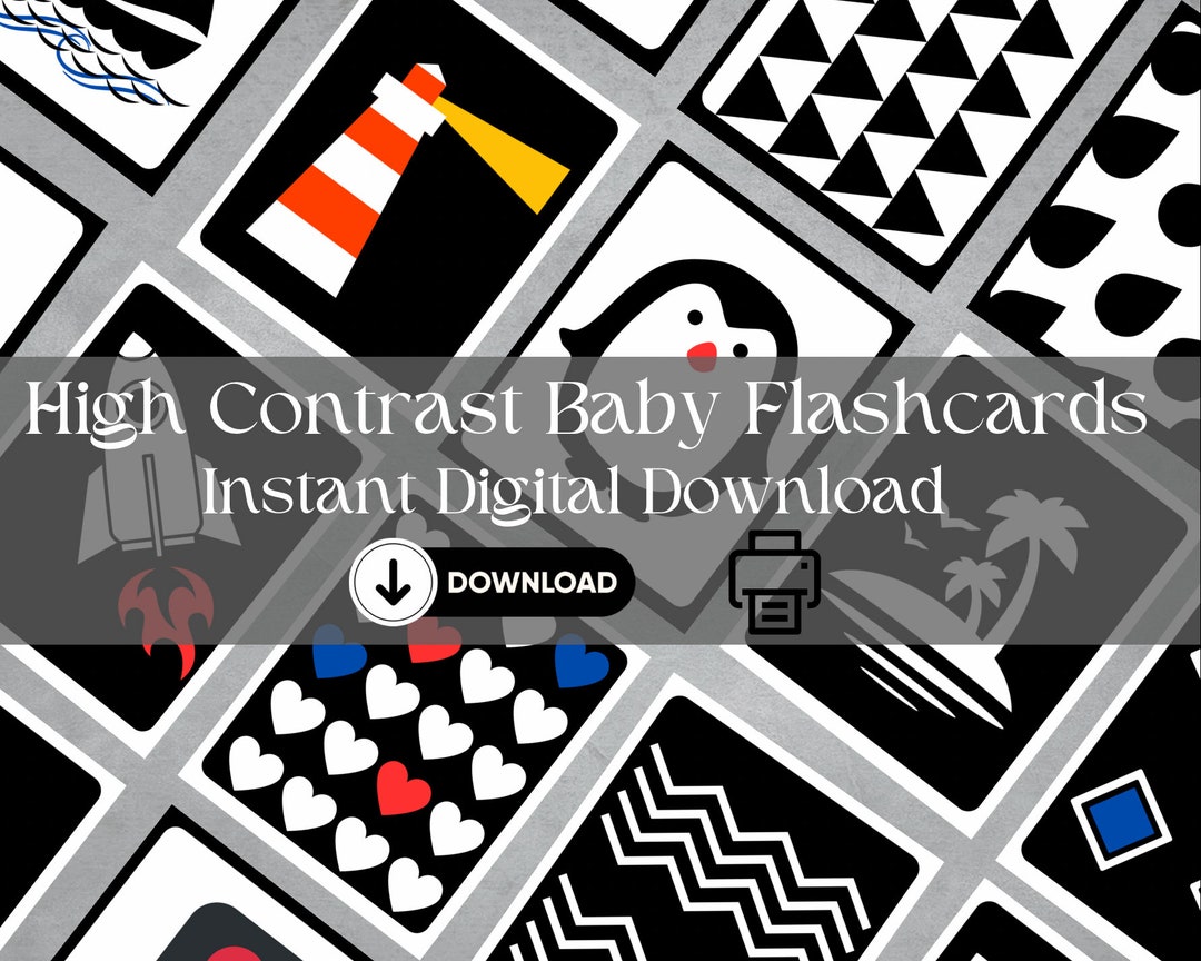 50 High Contrast Baby Flash Cards – Visual & Brain Development (digital ...