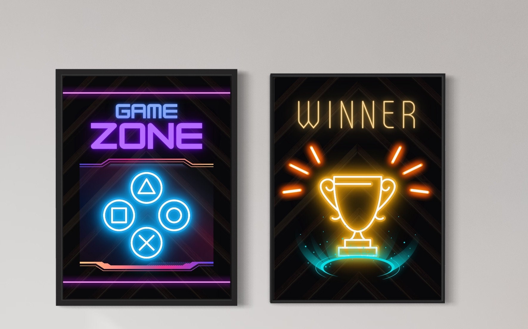 Retro Arcade Posters - Gamer Room Neon Inspired Wall Posters - Gaming ...