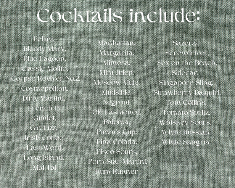 40 Classic Cocktail Recipe Cards In Digital Downloadable Format Minimalist Design Bartender