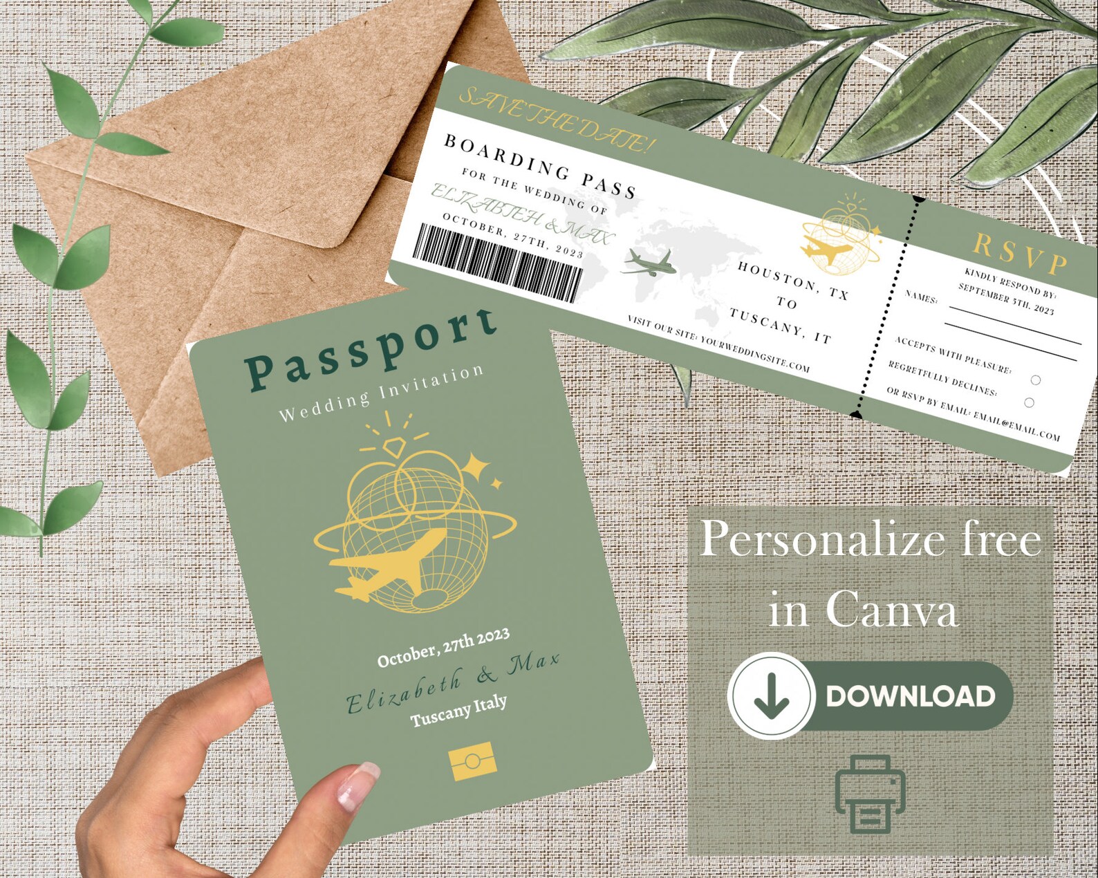 Destination Wedding Invitations - Passport Cover & Boarding Pass ...