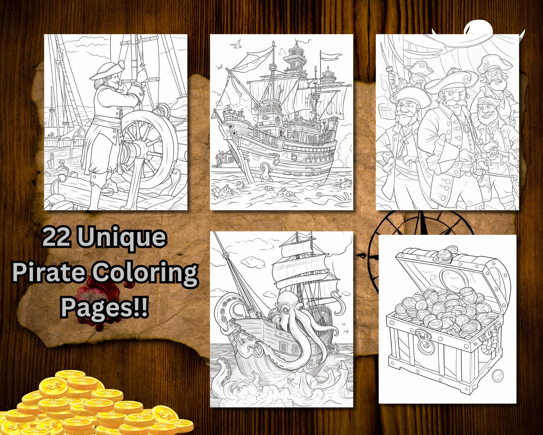 Coloring Book: A Pirate Adventure Themed Children's Coloring Pages ...