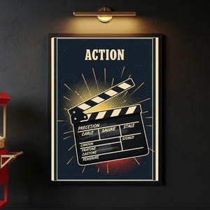 Retro Cinema Poster Set – Vintage Wall Art for Home Theater (digital ...