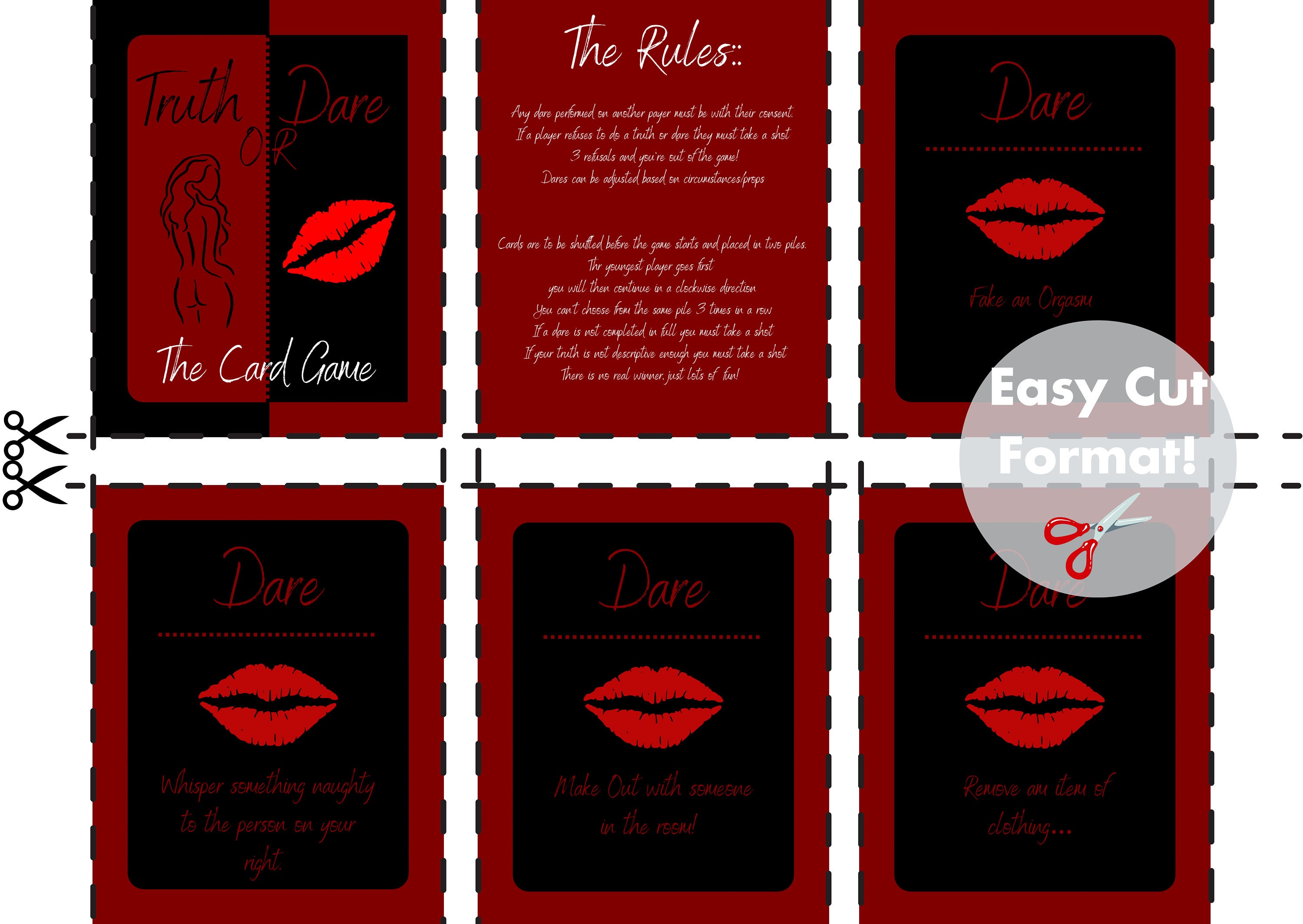 Adult Truth or Dare Card Game (18+) - 100 Card Game With Adult Themes ...