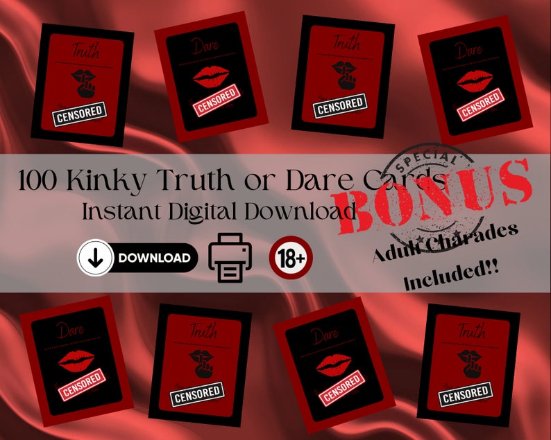 Adult Truth or Dare Card Game (18+) - 100 Card Game With Adult Themes ...