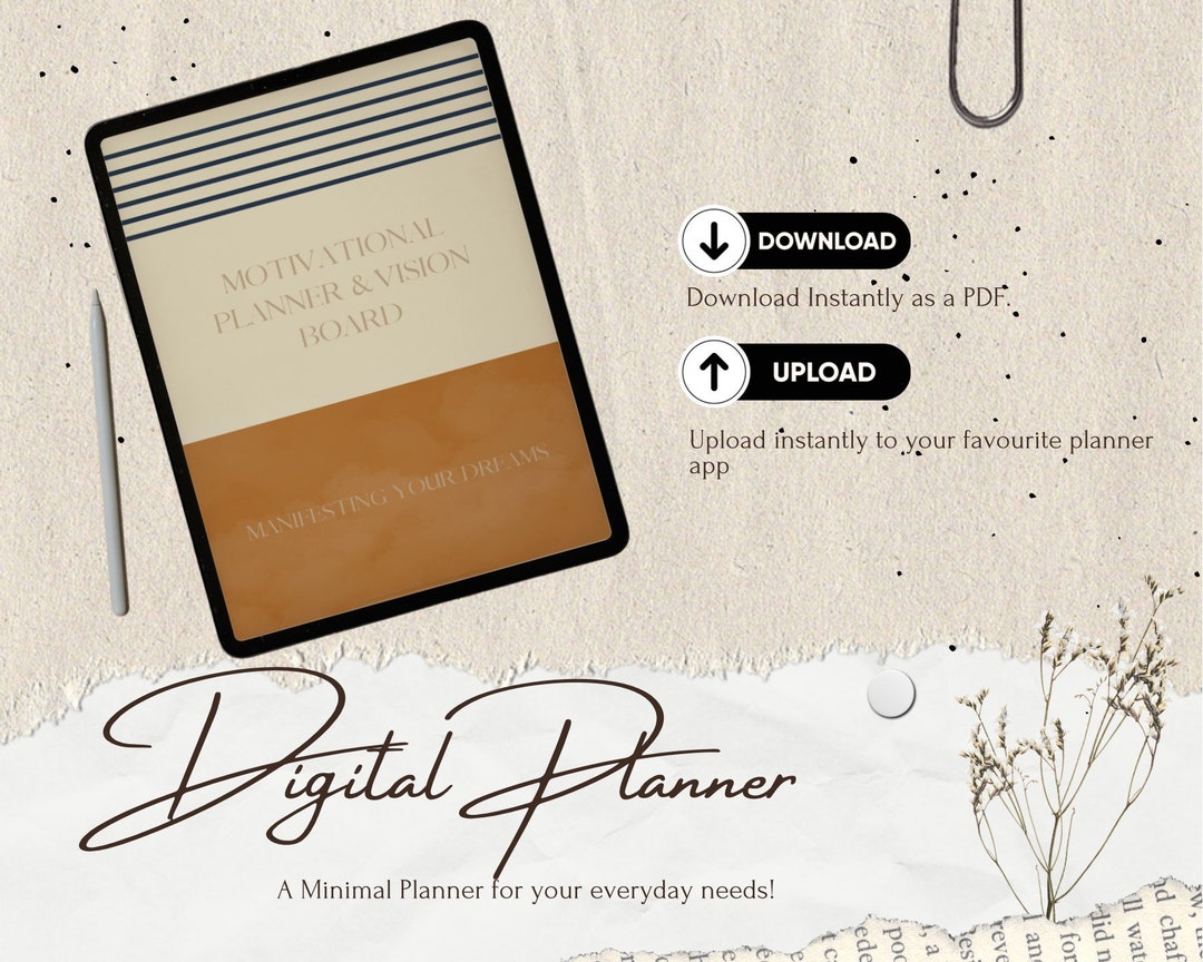 28 Page Digital Planner - Motivational Organisation Planner - Vision ...