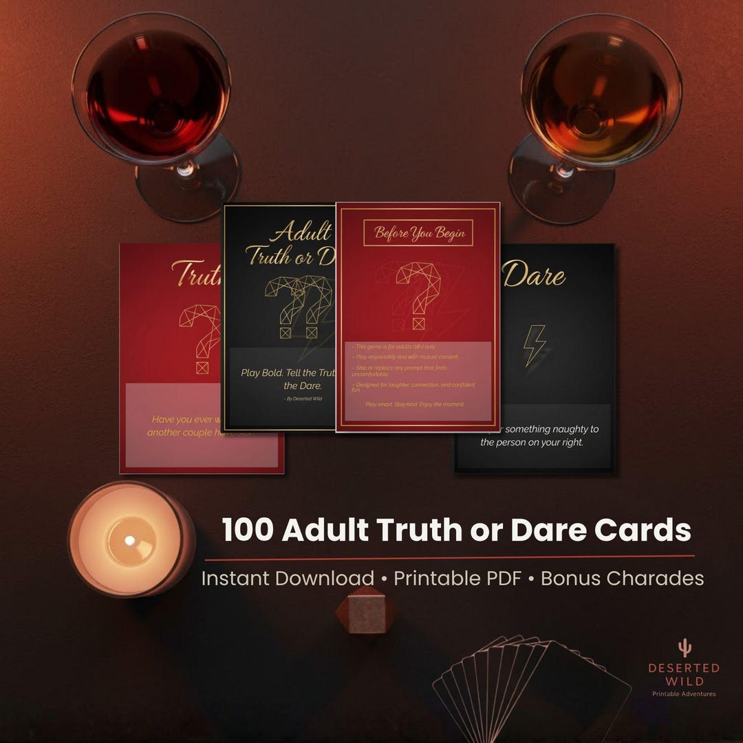 Adult Truth or Dare Game – 100 Printable Cards for Couples & Party ...