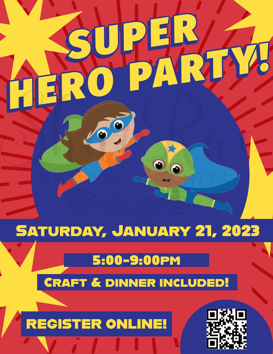 Super Hero Party Flyer - Etsy