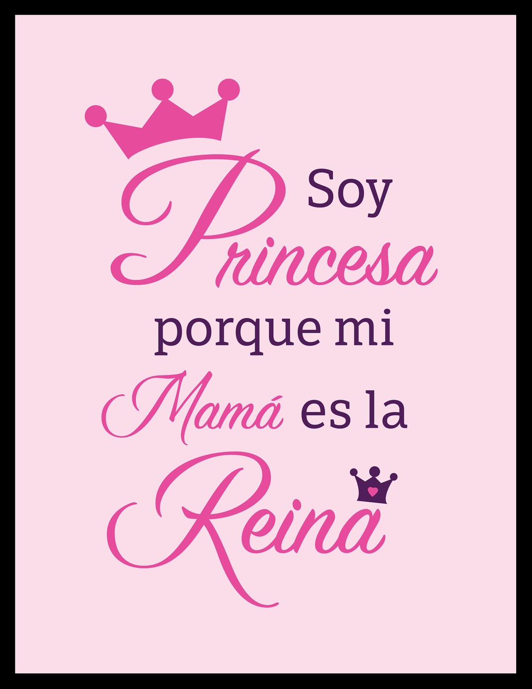 Soy Princesa Porque Mi Mama Es La Reina Wall Art SINGLE PRINT - Baby ...