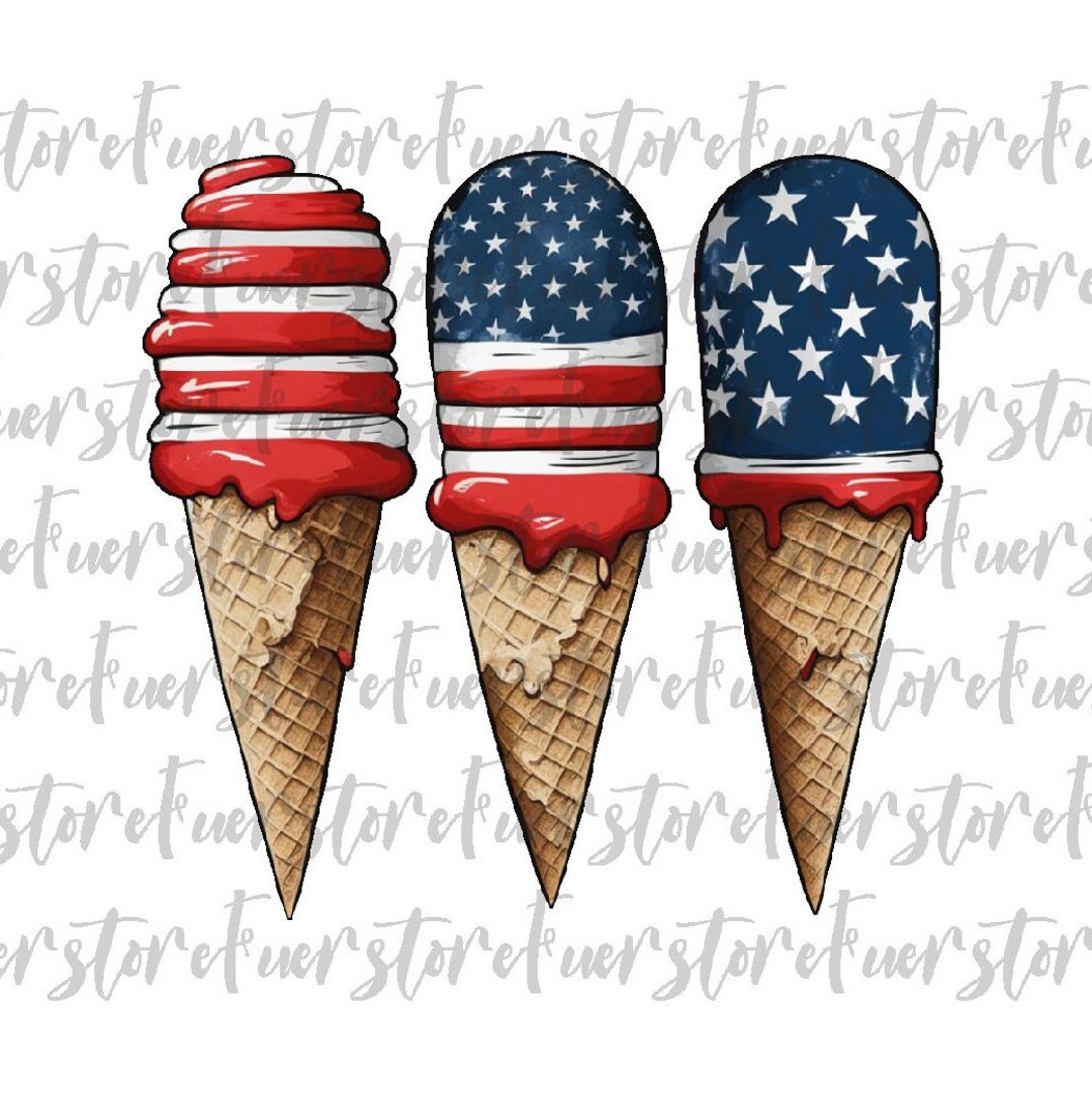 Patriotic Ice Cream, Usa Ice Cream Png, Usa Popsicle Png, 4th of July ...