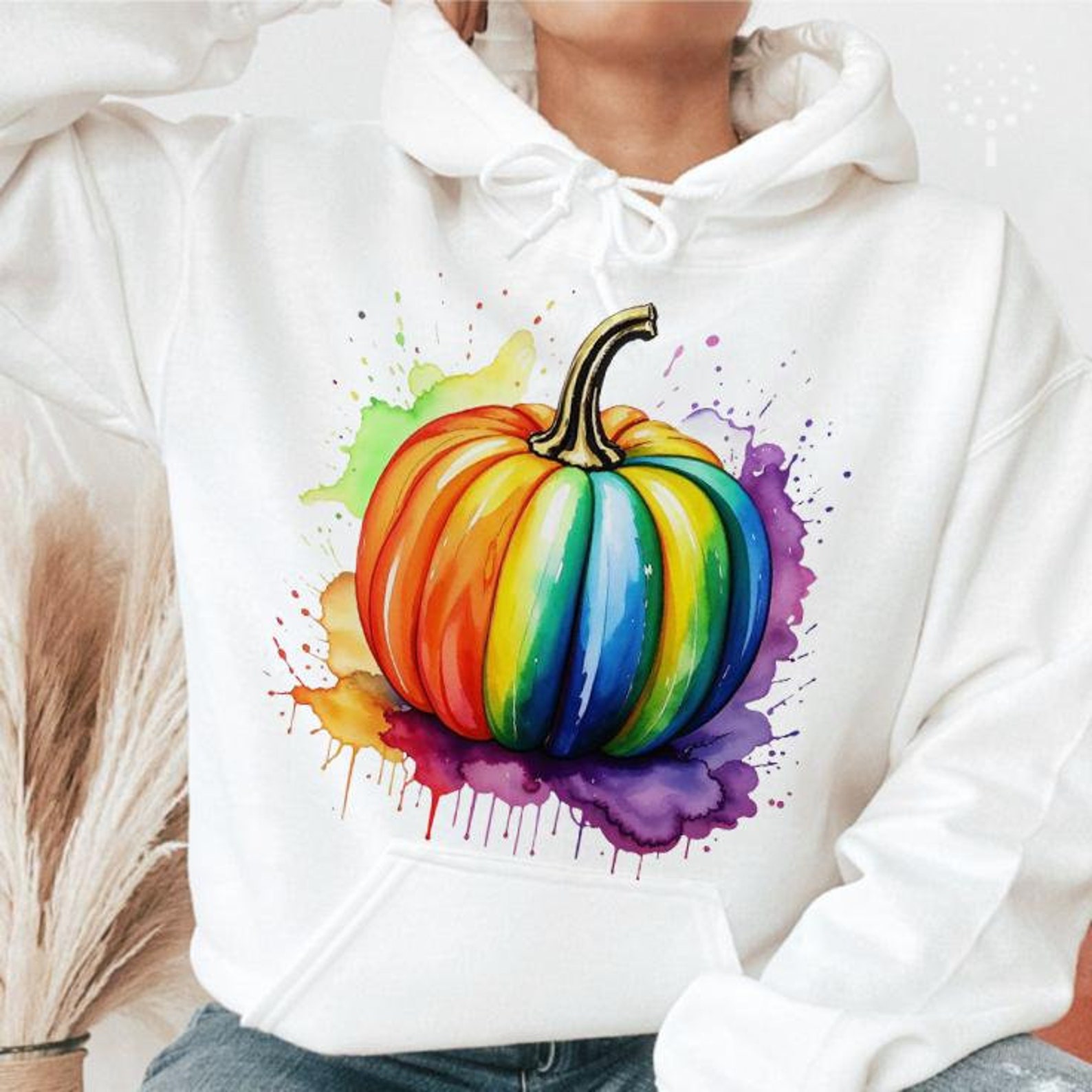 Colorful Watercolor Pumpkin Png, Rainbow Pumpkin Png, Pumpkin Png, Fall ...