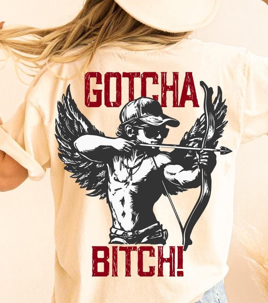 Gotcha Bitch PNG, Funny Valentine Png, Cupid Funny Valentine's Day Png, Retro Valentines Png ...