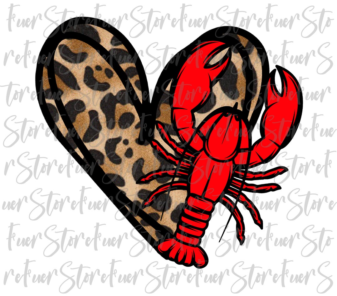 Lobsters Clipart Leopard Heart With Lobstes PNG Love Lobster - Etsy