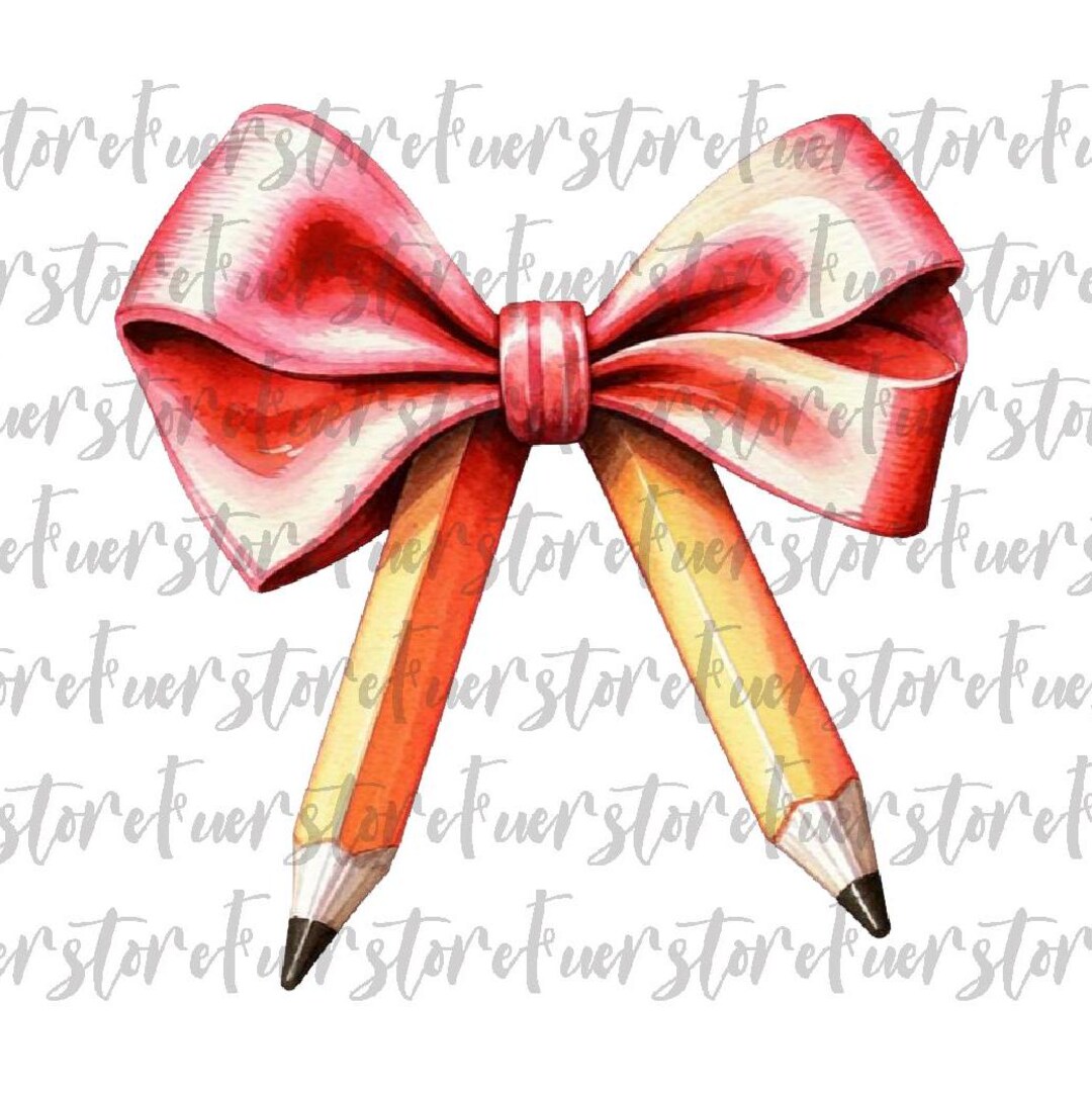 Back to School Bow Png, Pencil Bow Png, School Bow Png, Coquette ...
