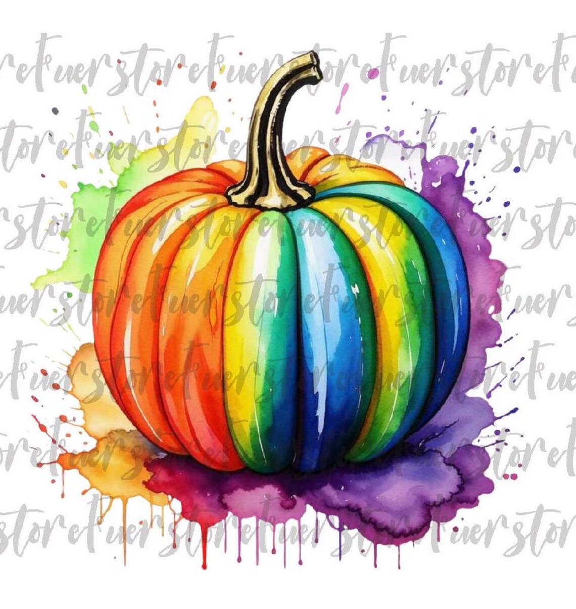 Colorful Watercolor Pumpkin Png, Rainbow Pumpkin Png, Pumpkin Png, Fall ...
