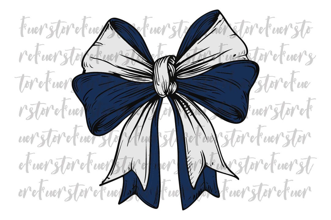 Blue and White Football Png, Football Coquette Bow Png, Football Girly ...
