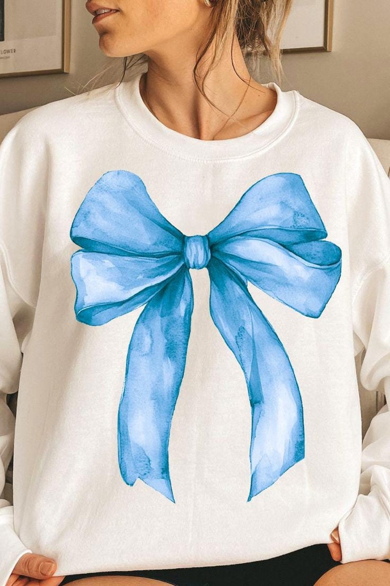 Realistic Blue Coquette Ribbon Bow PNG, Blue Bow Watercolor ...