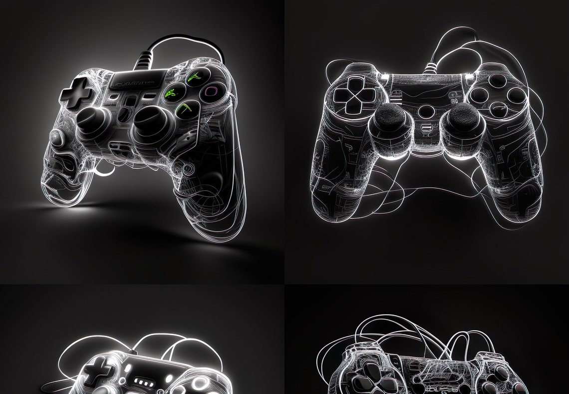 Gaming Neon Lights Controller Digital Artwork Download - Etsy