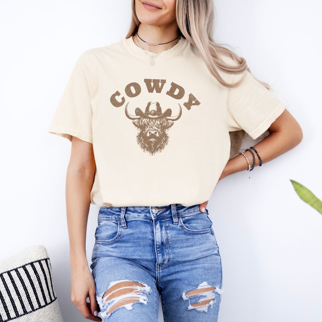 Cowdy Cowboy Cow T-shirt, Comfort Colors Tee, Funny Meme Cow Howdy ...