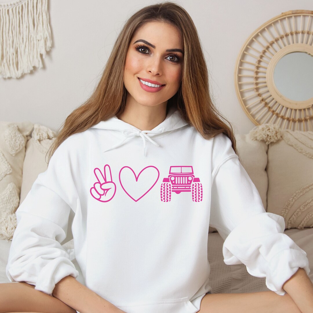 Cute Offroad Hoodie, Peace Love Off-road Sweatshirt, Pink Girl Power ...