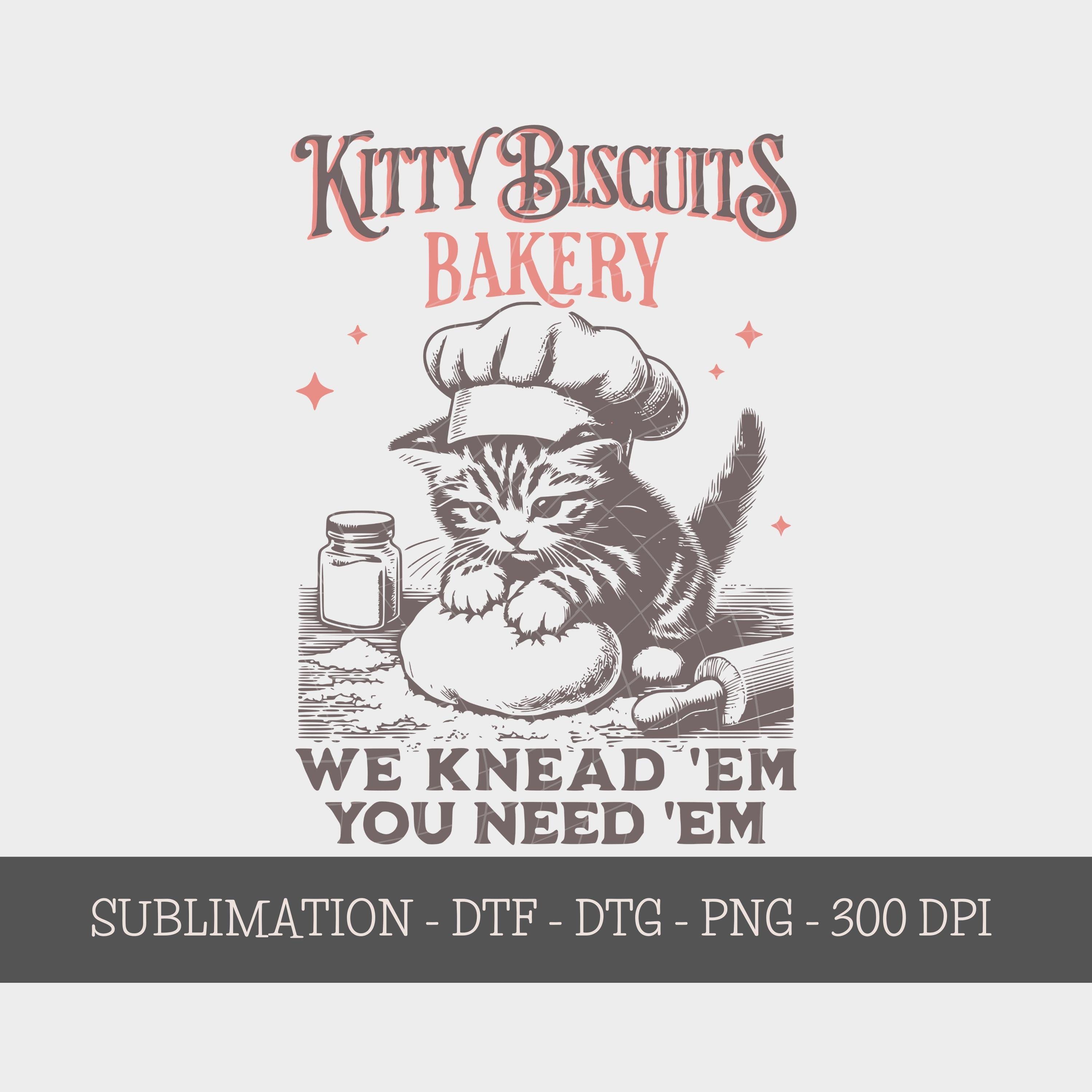 Kitty Biscuits Bakery PNG SVG: Vintage Cat Baker T-shirt Design ...