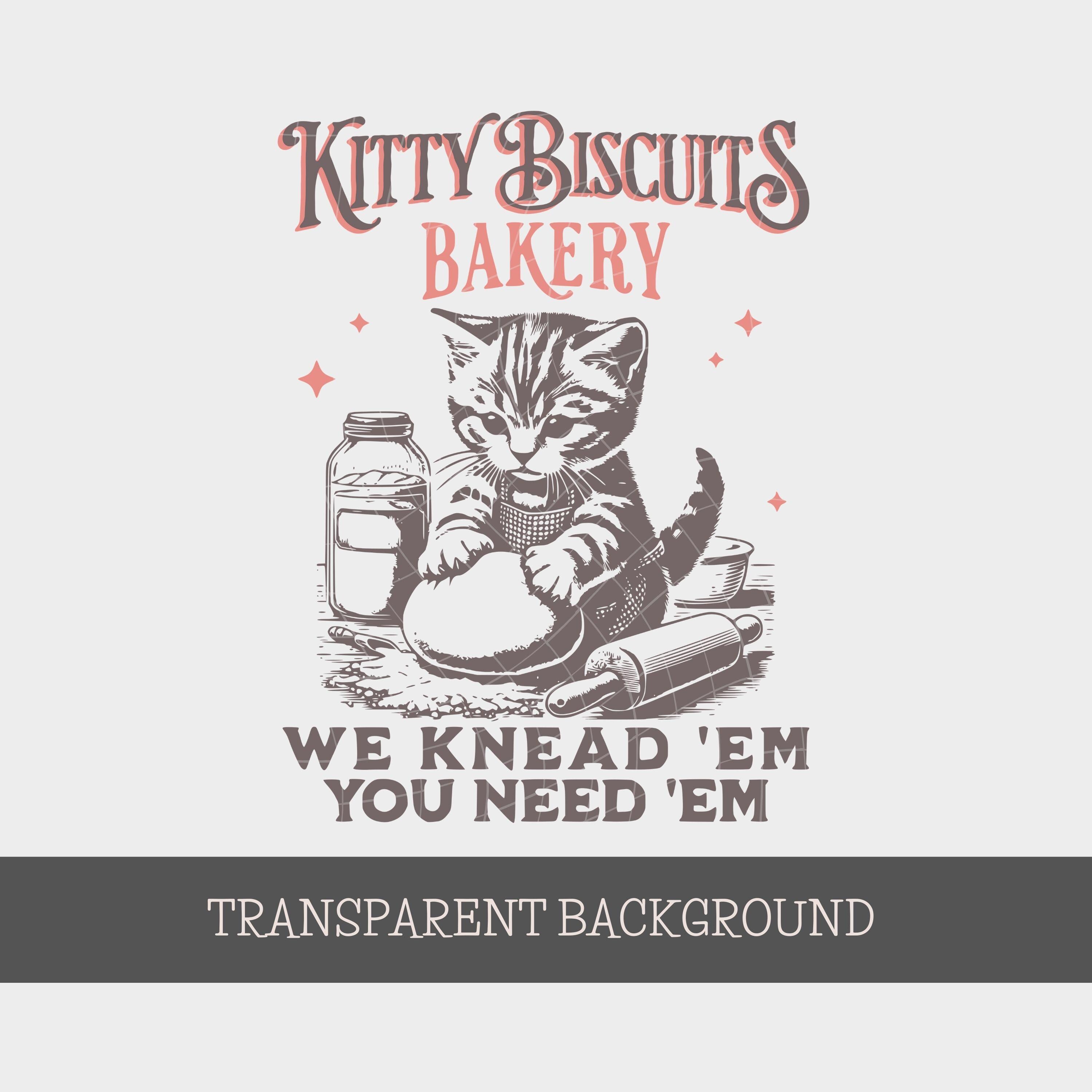 Kitty Biscuits Bakery PNG SVG: Vintage Cat Baker T-shirt Design ...