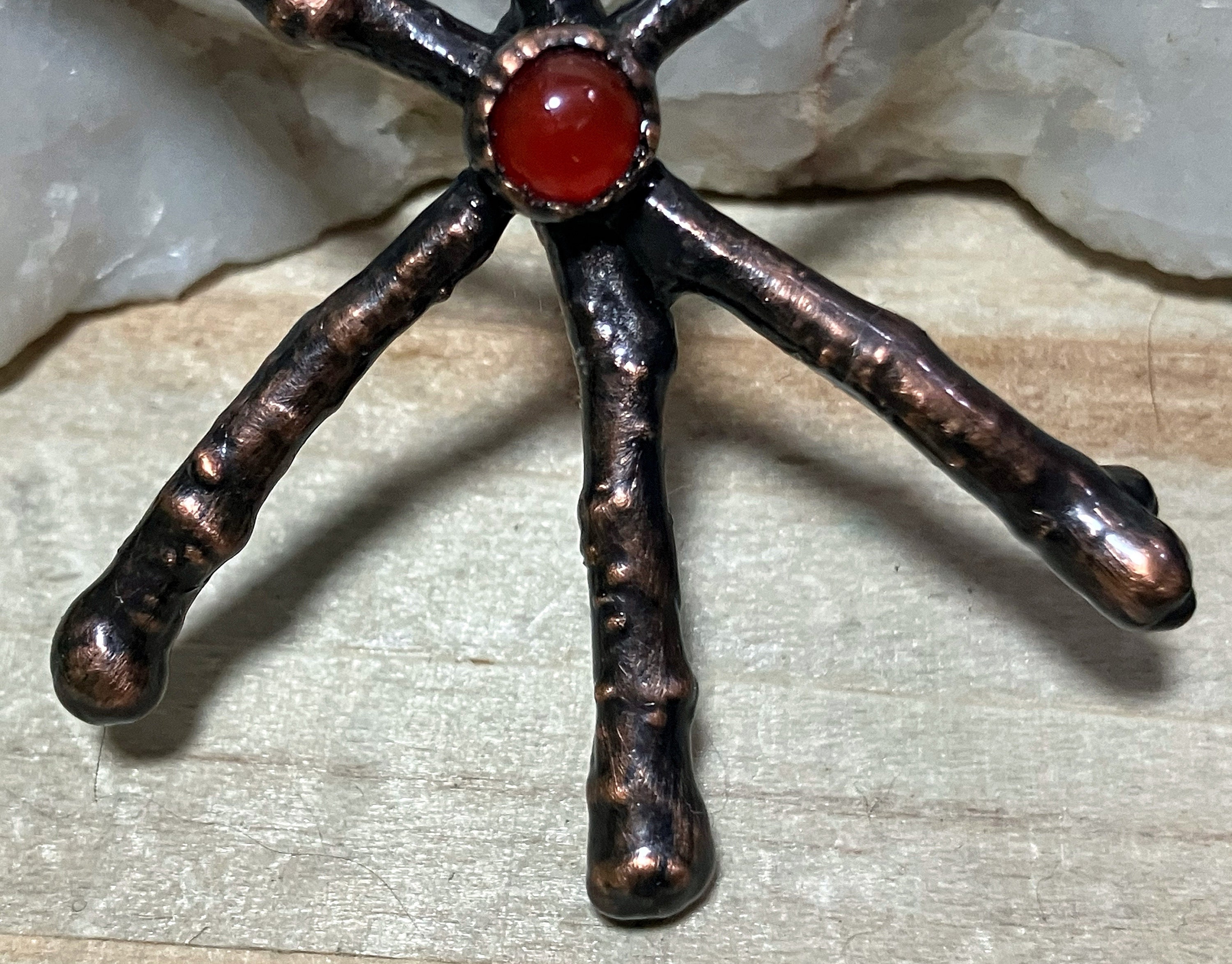 Rune Necklace Real Copper Electroformed Twig and Carnelian Strength ...