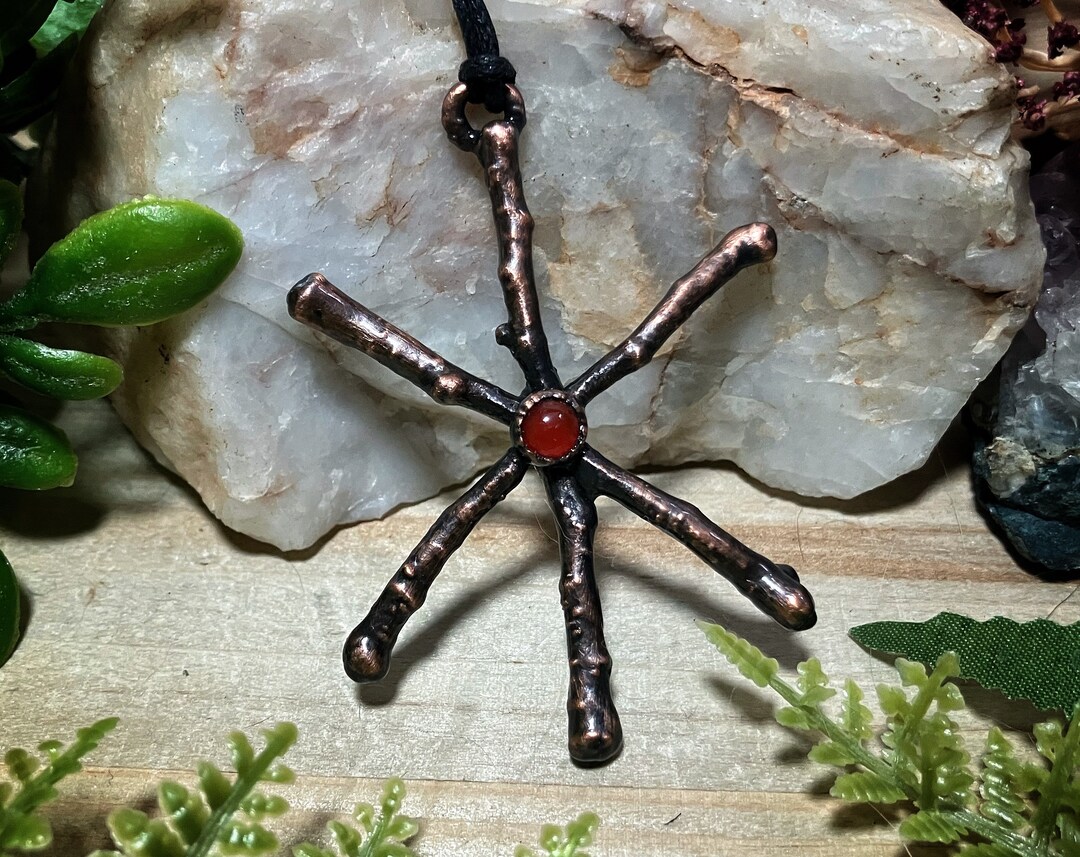 Rune Necklace | Real Copper Electroformed Twig and Carnelian Strength ...