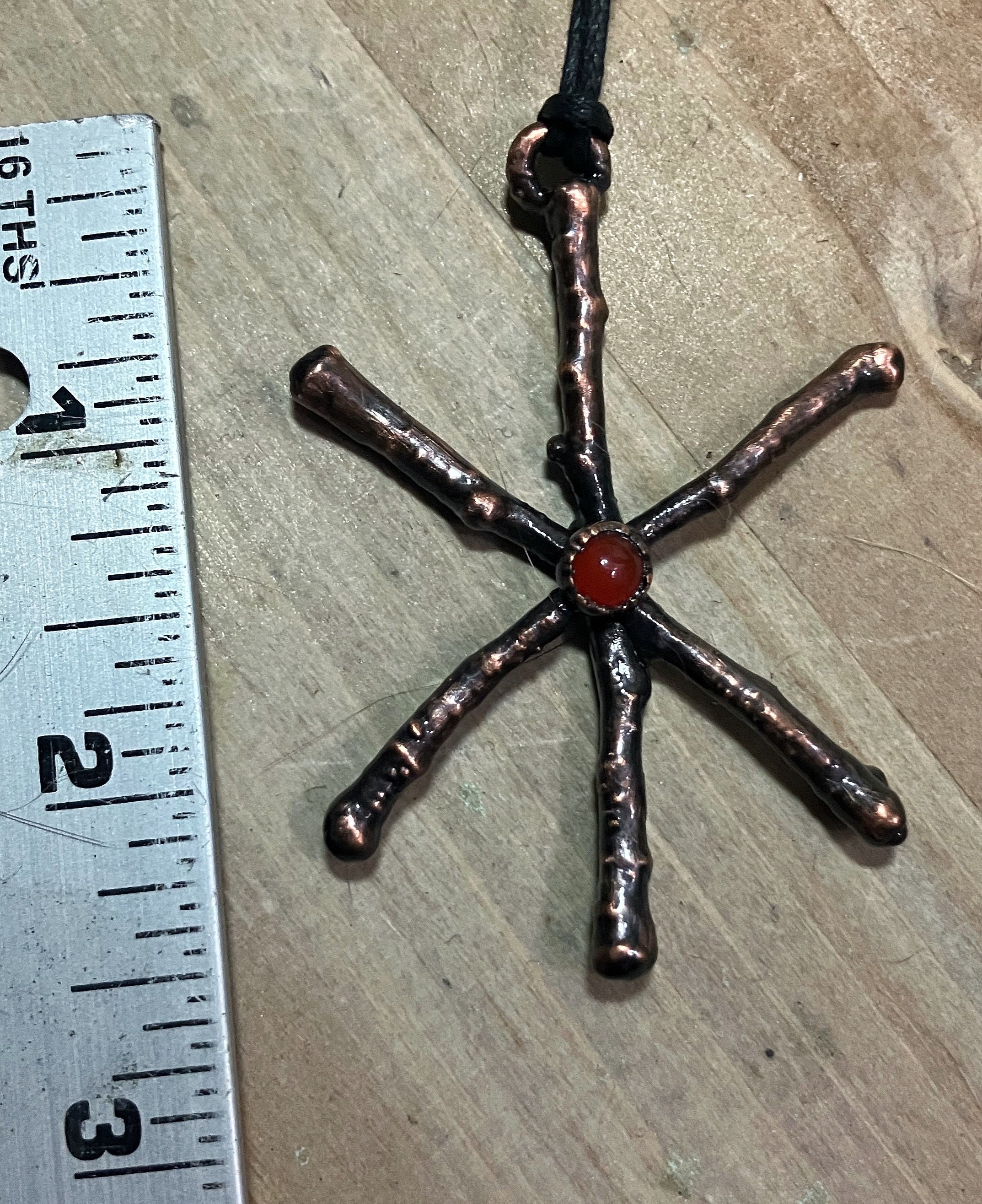 Rune Necklace Real Copper Electroformed Twig and Carnelian Strength ...