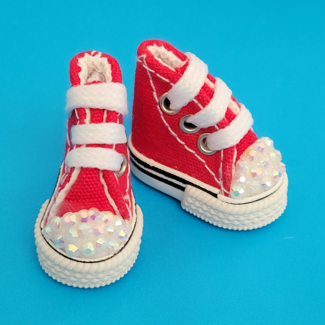 Sparkly Red Elf Doll Sneakers, Elf Shoes 1.5-inch, Christmas Elf ...