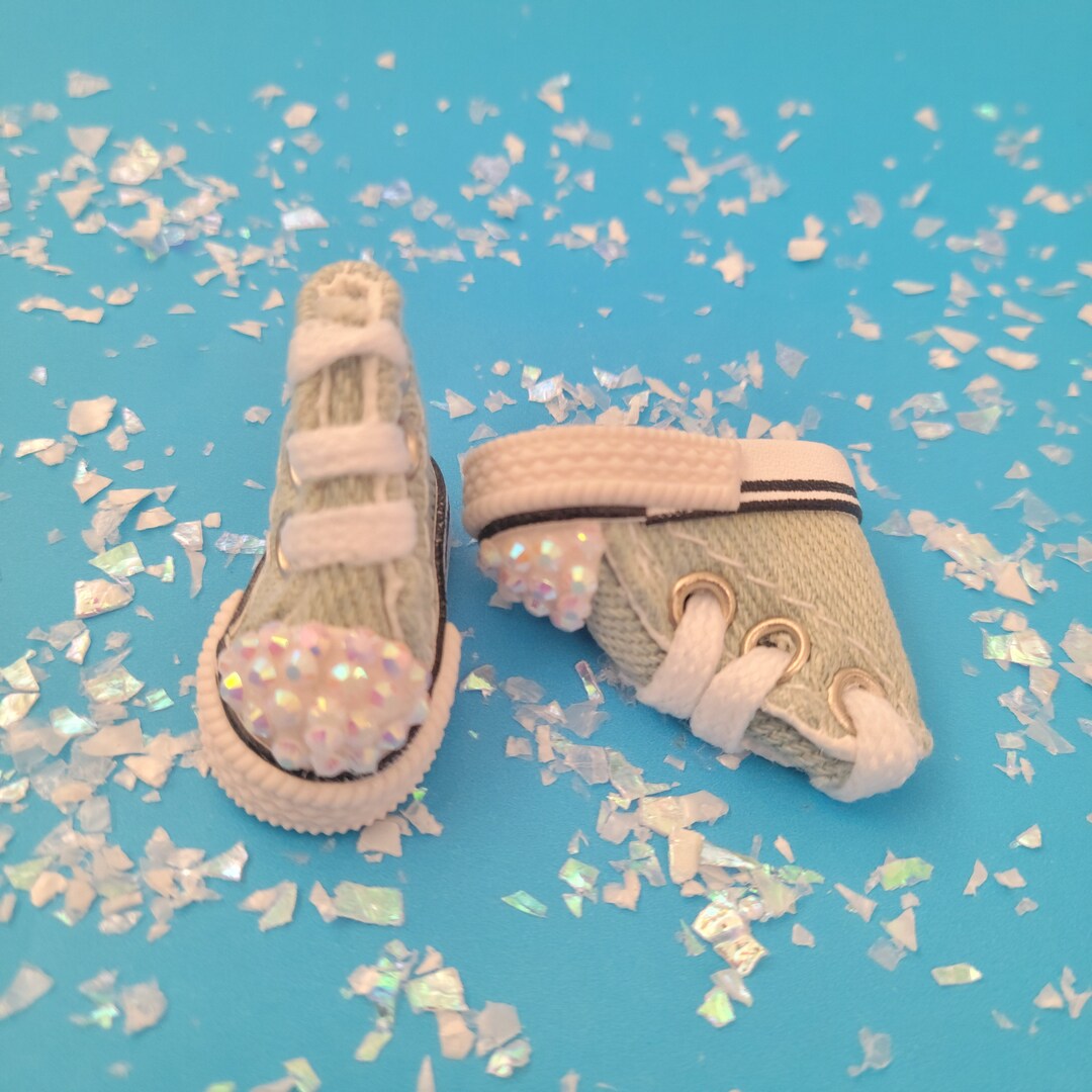 Sparkly Blue Denim Elf Doll Sneakers, Elf Shoes (1.5-inch), Christmas ...