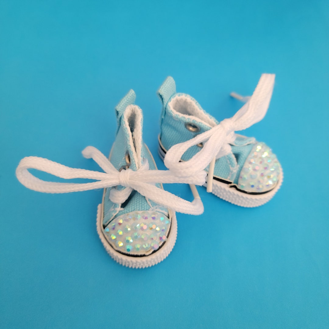 Sparkly Aqua Elf Doll Sneakers, Chunky Elf Sneakers 2-inch, Christmas ...