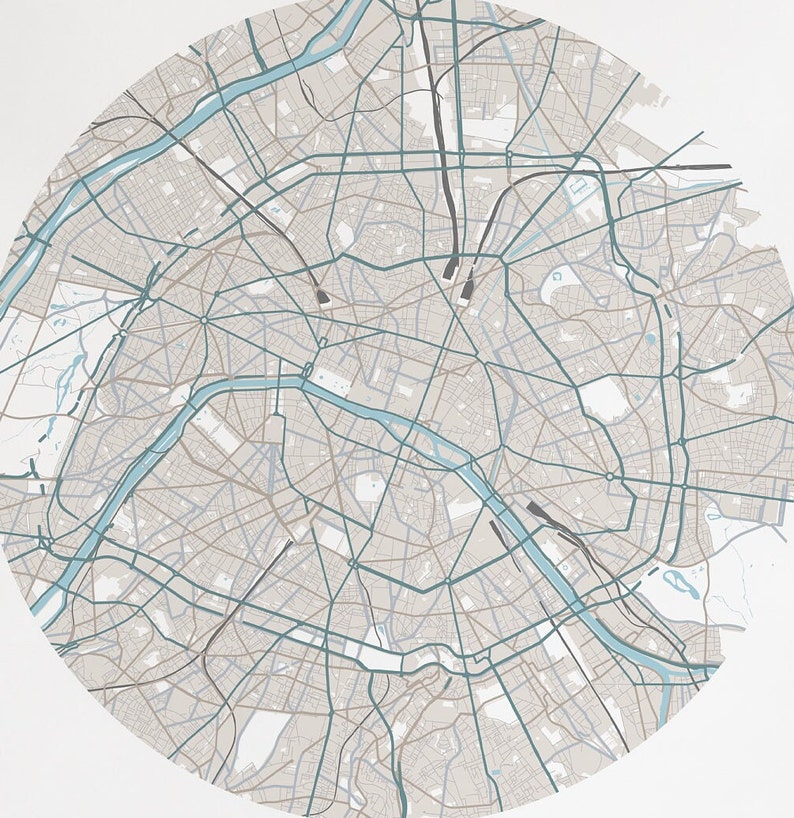 Paris Map Circle Print, Paris, City Map, Architecture Map Print ...