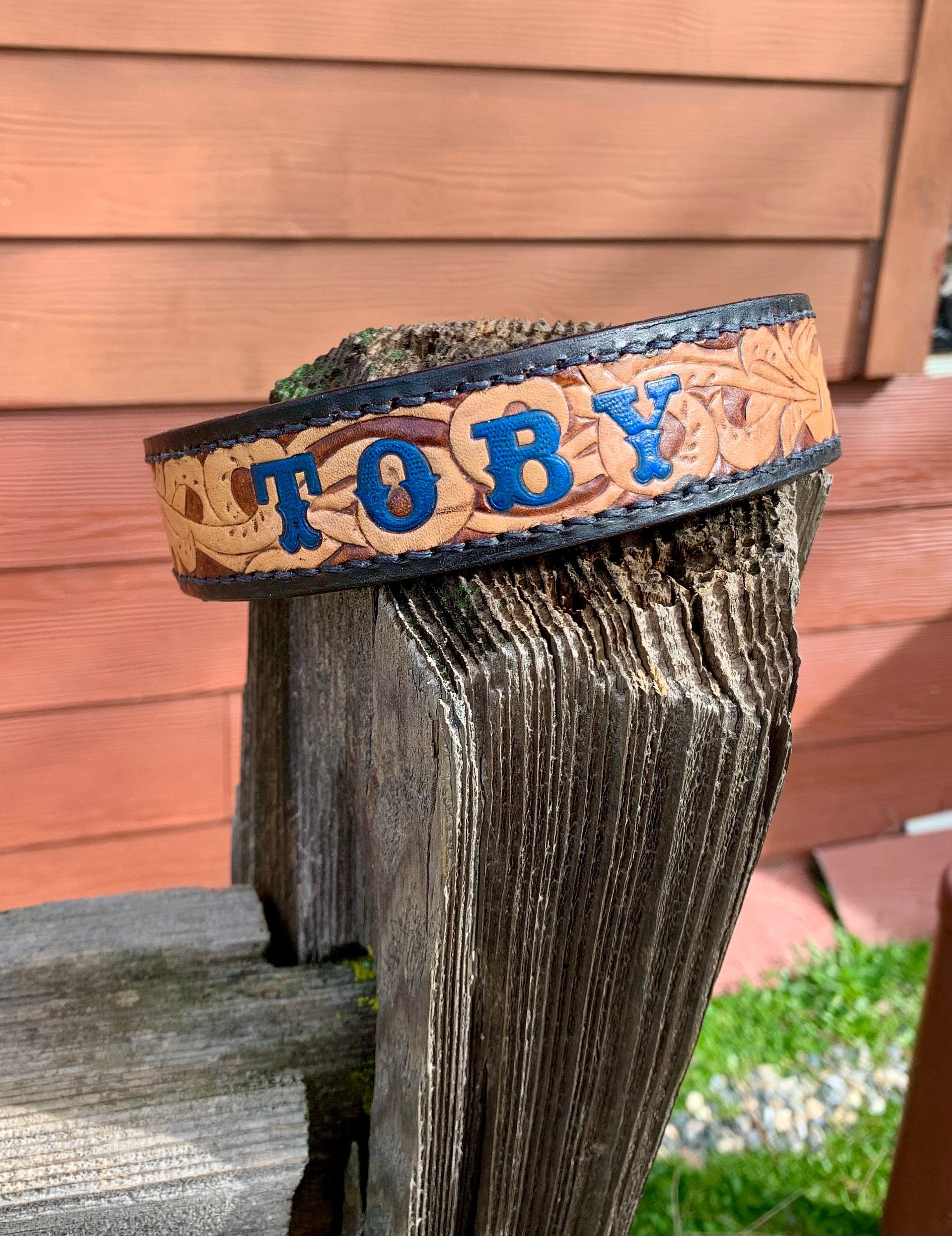 Hand Tooled Leather Dog Collar - Etsy