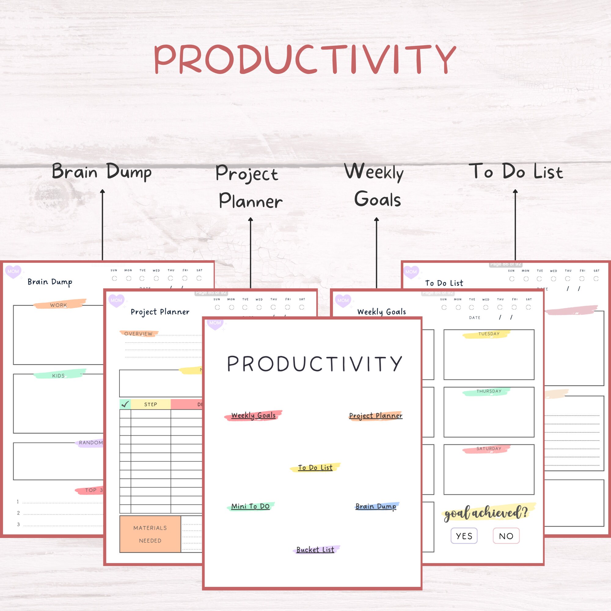 Mom Digital Planner Undated Rainbow Theme. Mum Digital Planner. for ...