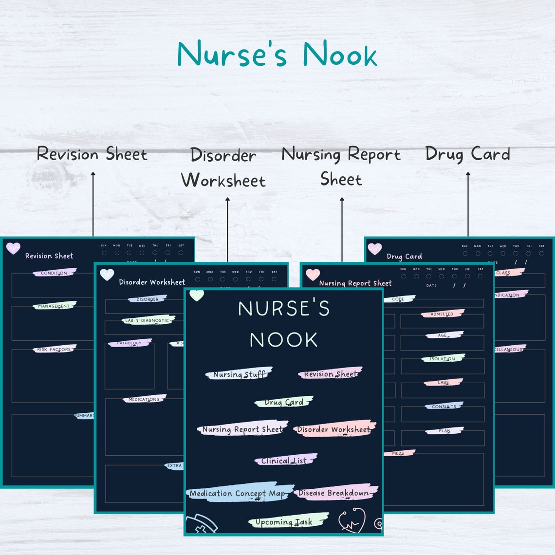 Digital Nursing School Planner Dark Theme. Undated. iPad and Android ...