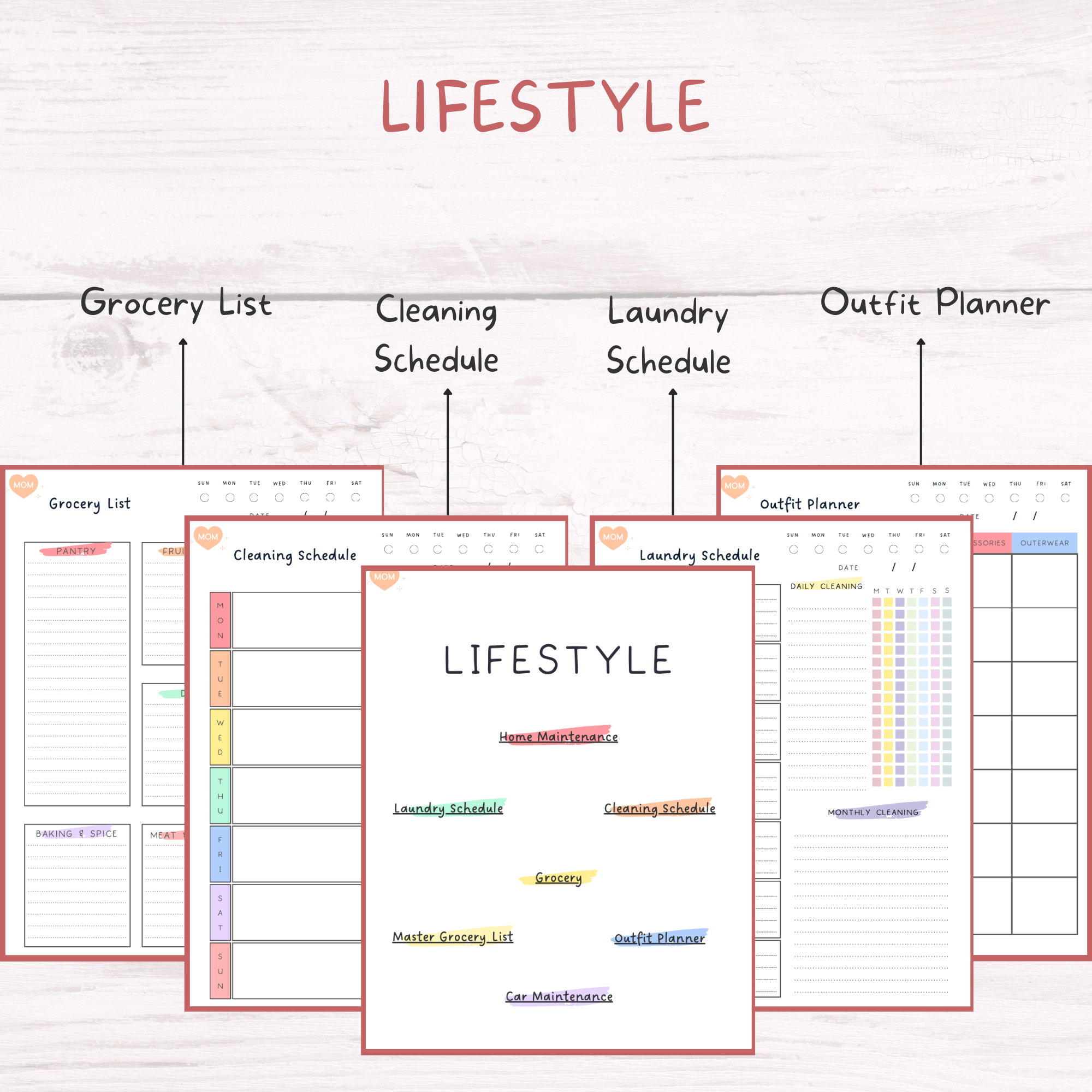 Mom Digital Planner Undated Rainbow Theme. Mum Digital Planner. for ...