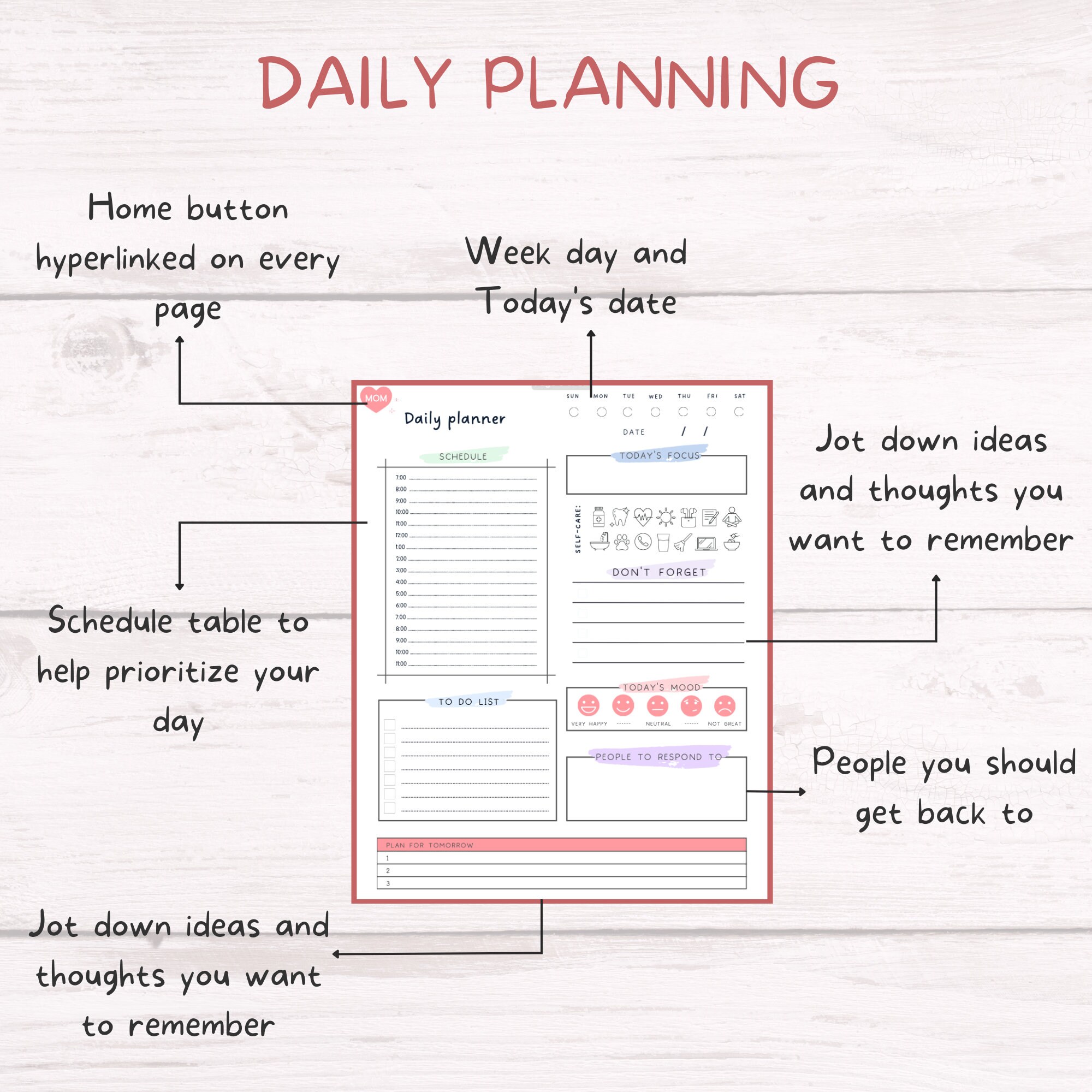 Mom Digital Planner Undated Rainbow Theme. Mum Digital Planner. for ...