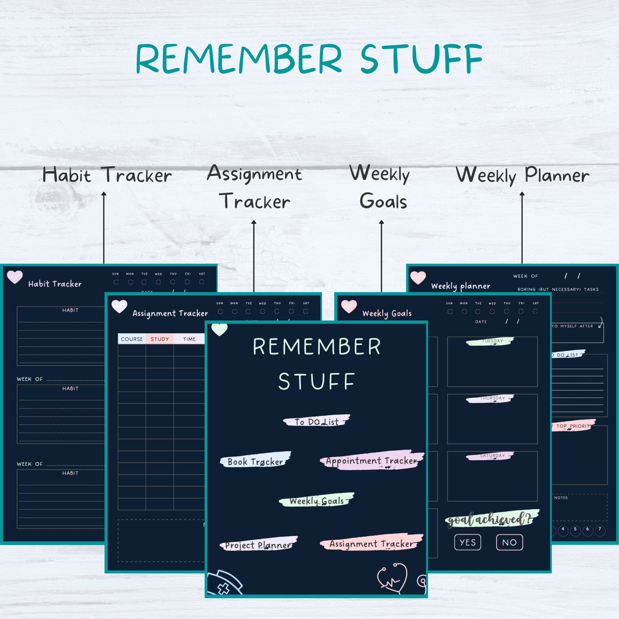 Digital Nursing School Planner Dark Theme. Undated. iPad and Android ...