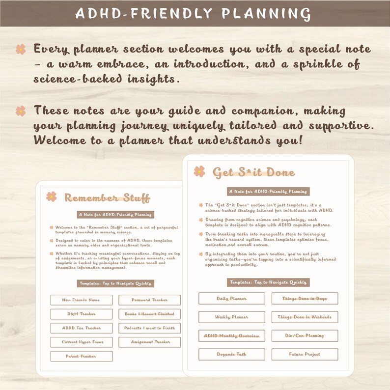 2024 Undated Cute ADHD Digital Planner: Science-based. Monday & Sunday ...