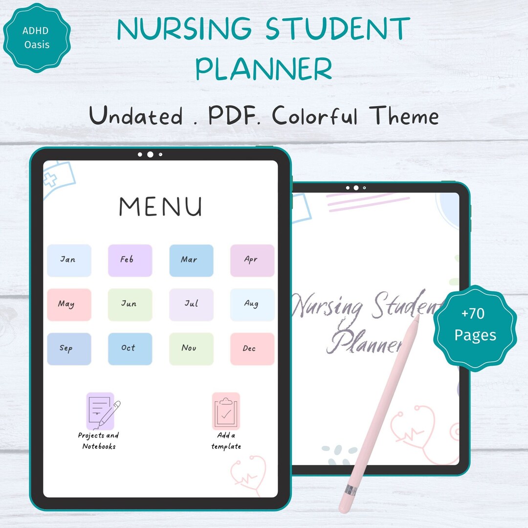 Digital Nursing Student Planner. Undated. iPad and Android - Etsy