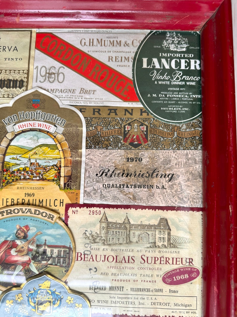 Vintage Wine Label Serving Tray: 1960s-70s French, German, Portuguese ...