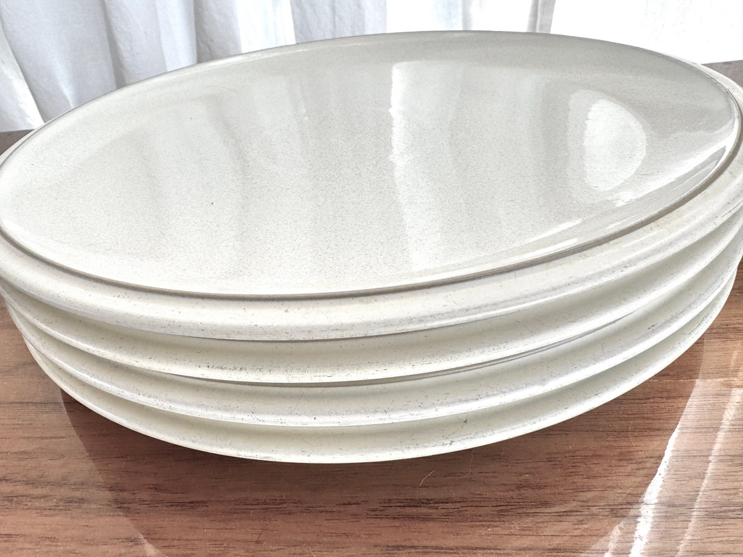 Set of Four White Denby England Energy Pattern Dinner Plates With ...