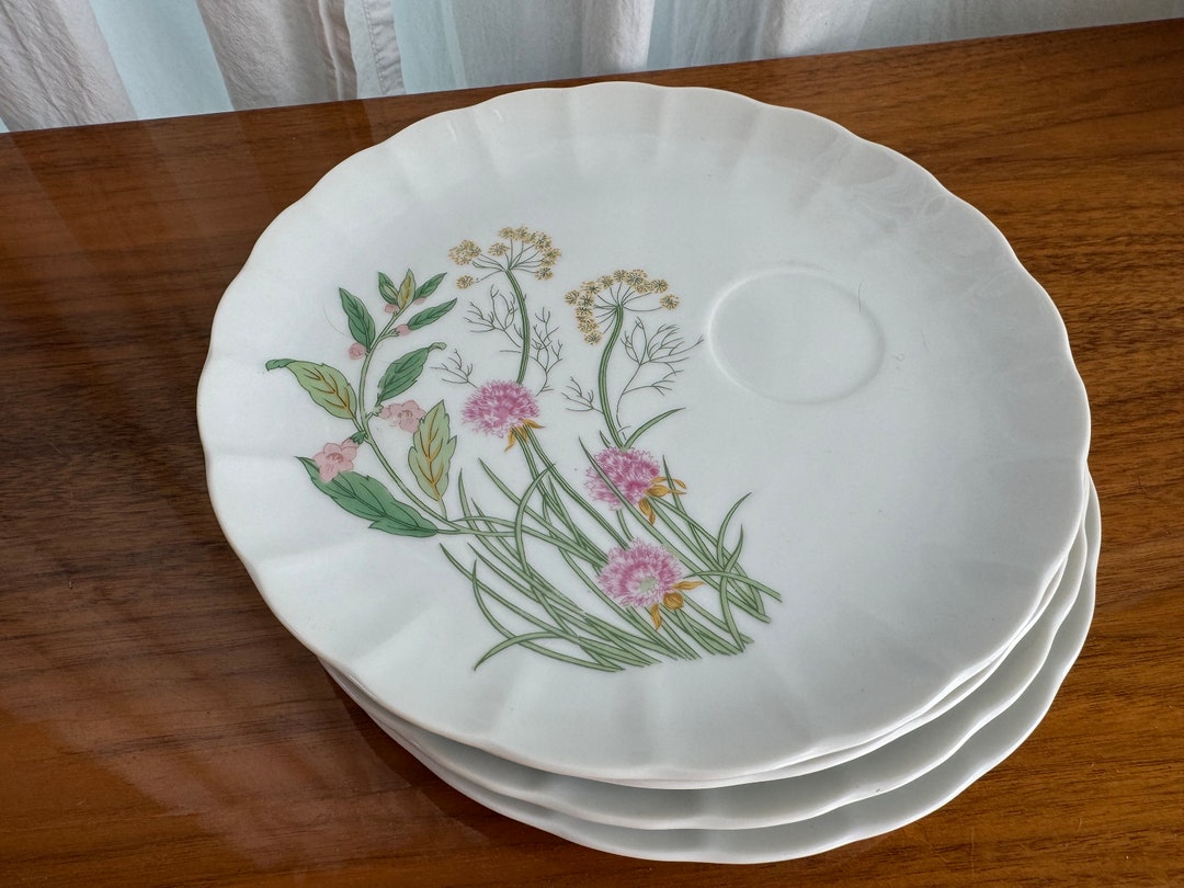 Set of Four Porcelain Shafford Herbs and Spices Pattern Snack Trays ...