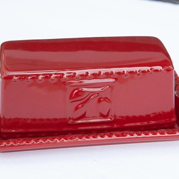 Red Butter Dish - Etsy