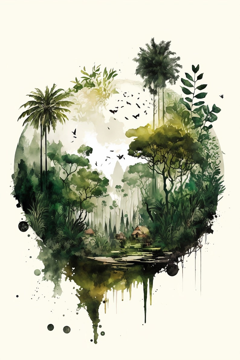 Jungle World / Wall Deco / Poster / Rain Forest / Digital / Download ...