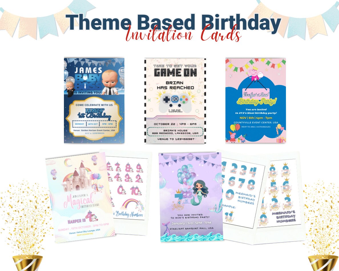 MEGA BUNDLE Editable Birthday Party Digital Invitation, Text Invitation ...
