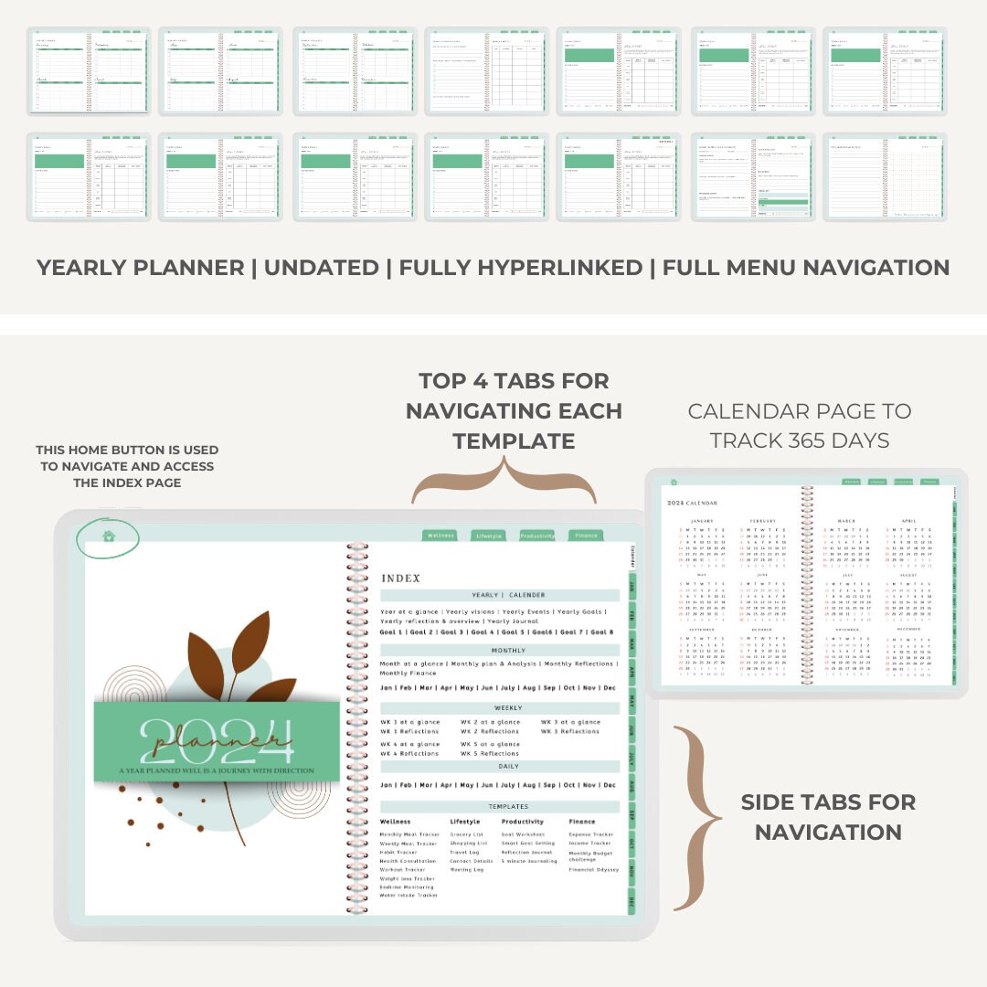 2024 Digital Planner, Fillable PDF Planner, Goodnotes Planner, iPad ...