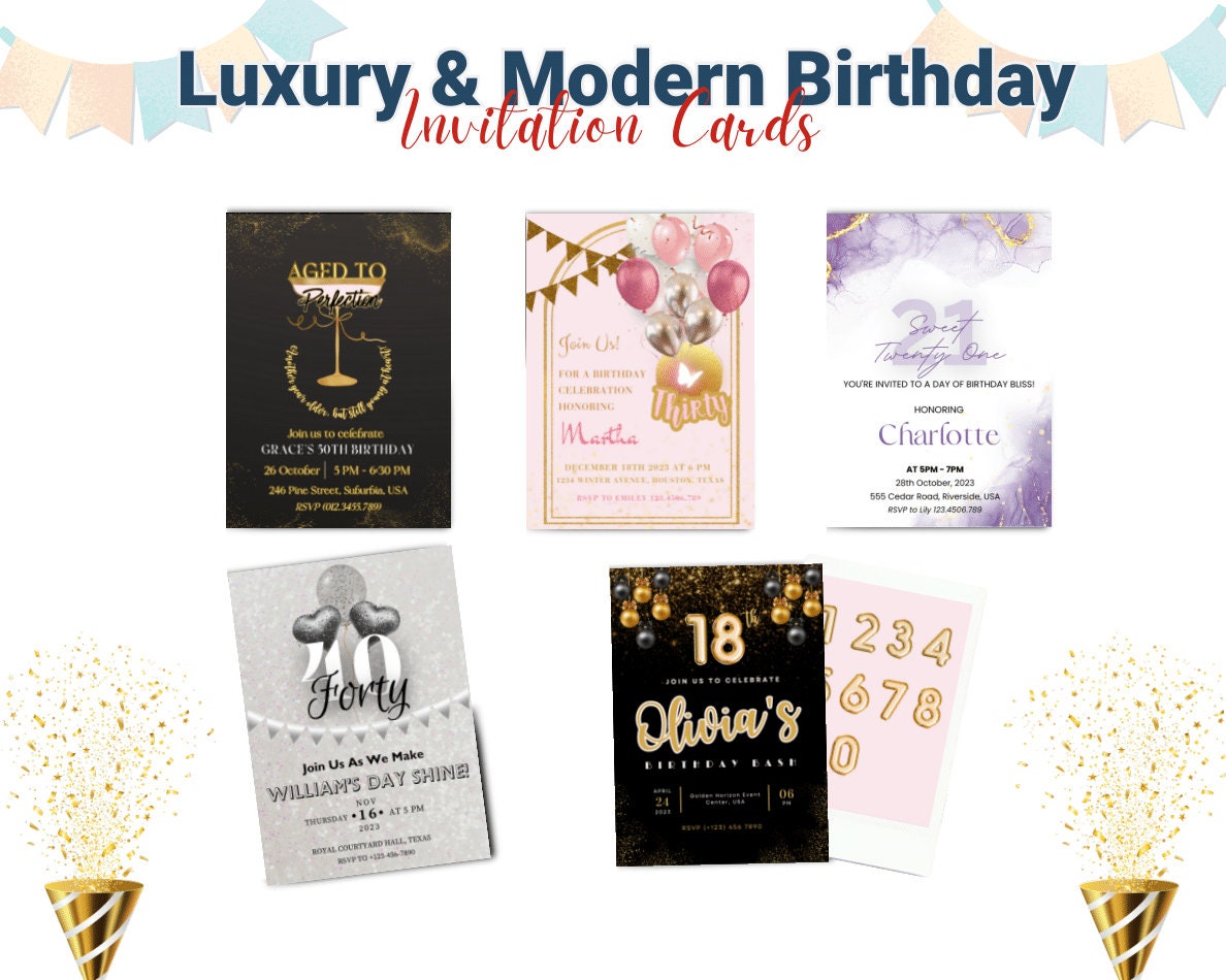 MEGA BUNDLE Editable Birthday Party Digital Invitation, Text Invitation ...