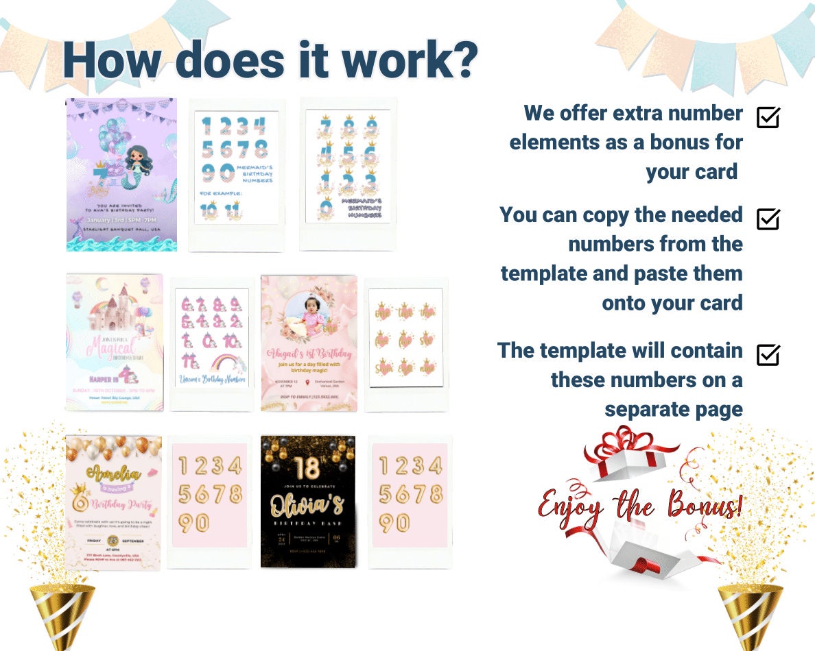 MEGA BUNDLE Editable Birthday Party Digital Invitation, Text Invitation ...