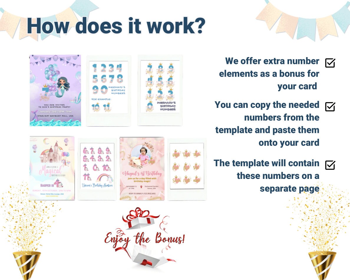 Theme Based Editable Birthday Party Digital Invitation Bundle,text ...